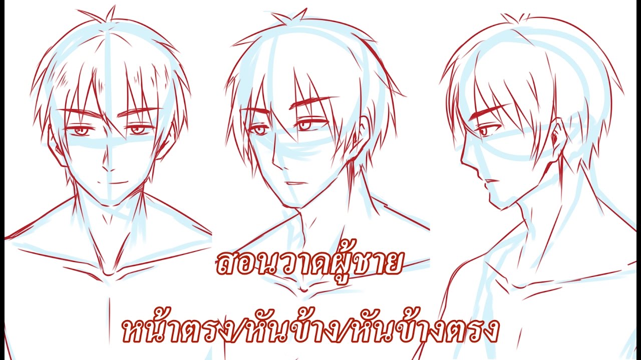 Drawing Tutorial สอนวาดผู้ชาย หน้าตรงหันข้างเล็กน้อยหันข้างตรง Youtube