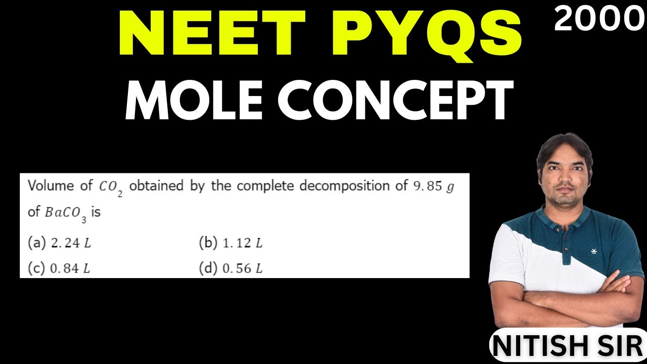 Volume of CO₂ obtained by the complete decomposition of 9.85 g of BaCO₃ ...