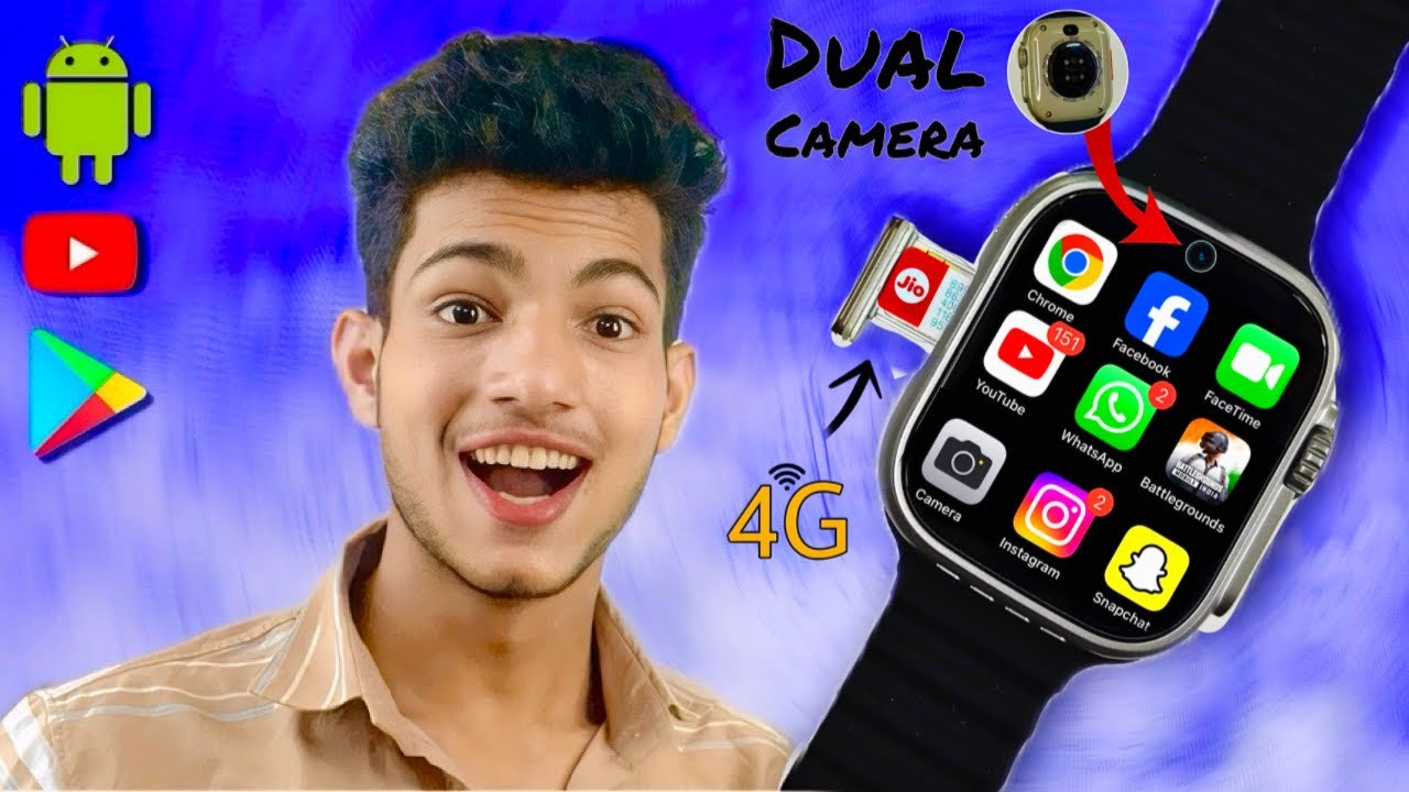 🔥S9 Ultra 4G Android Smartwatch With Dual Camera⚡Simcard, and All Apps ...