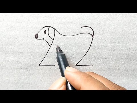 How to draw Dog using Number 22 | cute Puppy drawing tutorial | # ...