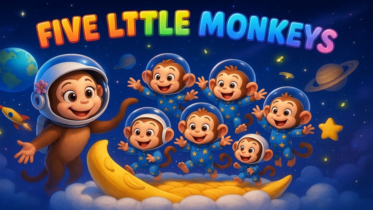 🐒 Five Little Monkeys Counting Song | Interactive Video for Kids - YouTube