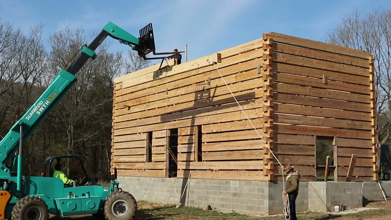 Epic Log Cabin Build Time-lapse: From Logs to Trusses in the Ozarks ...