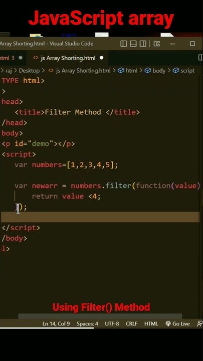 Filters Method | JavaScript array | Number Filter | #shorts - YouTube