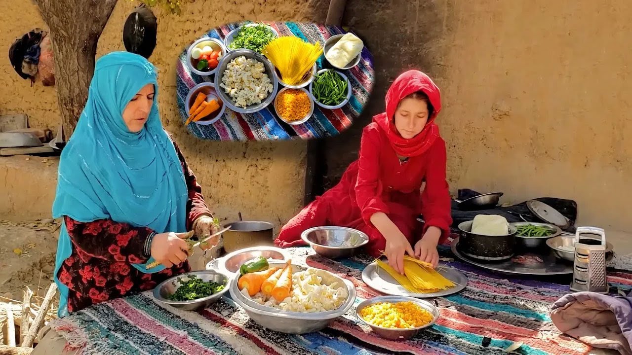 Most Delicious Traditional Vegetable Spaghetti | Village Cooking in ...