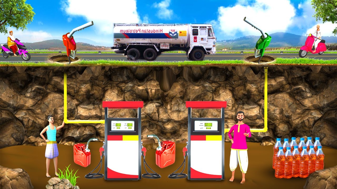 ভূগর্ভস্থ পেট্রোল স্টেশন - Underground Petrol Bunk Story | 3D Animated ...