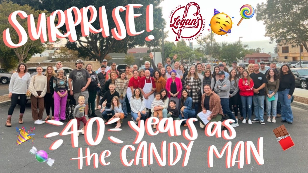 SURPRISE PARTY for the Candy Man 🎉🍫🍭40 Years of owning Logan's Candies ...