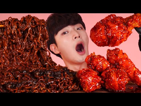 ENG SUB)Amazing! Hot Spicy  Chicken+Black Bean Noodles Eat Mukbang🍗Korean ASMR 후니 Hoony Eatingsound