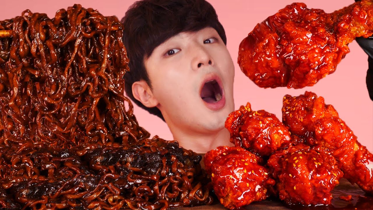 ENG SUB)Amazing! Hot Spicy Chicken+Black Bean Noodles Eat Mukbang🍗 ...