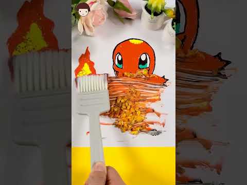 Reverse play ⏪ | Hello Kitty Reverse Painting | Pokemon Charmander With Color Stone!