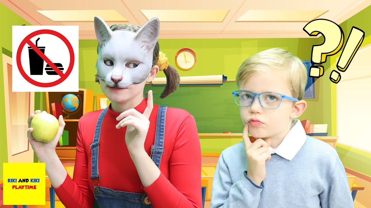 Riki pretend play school. Kiki learns new rules about food in the ...