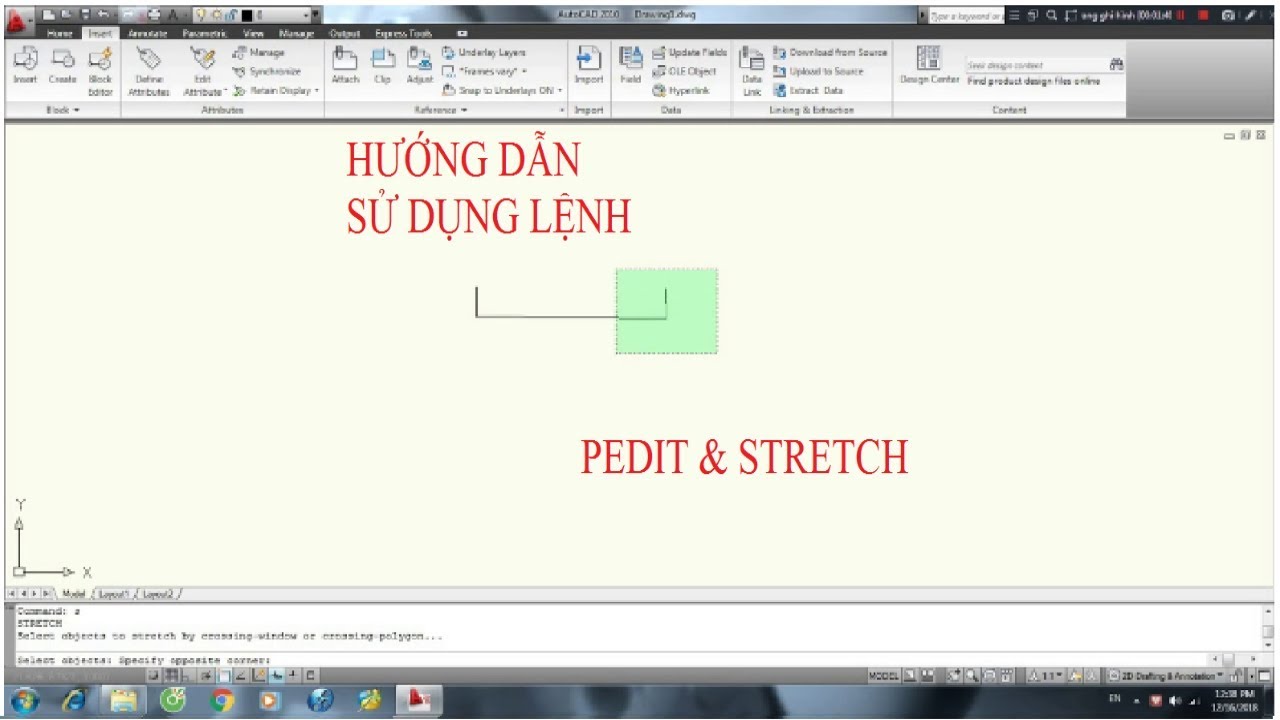 Cách dùng lệnh PEDIT(PE) và STRETCH(S) trong AUTOCAD - YouTube