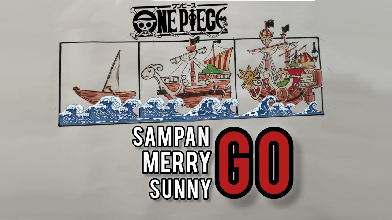 how to draw and coloring monkey d luffy ship evolution ...