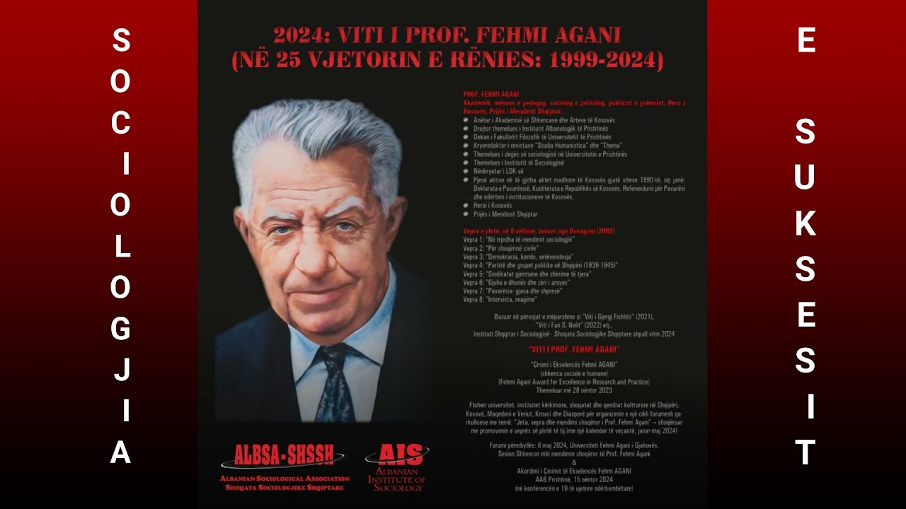 Prof. Fehmi AGANI - Në 25 vjetorin e rënies (1999-2024) - Sociologjia e ...