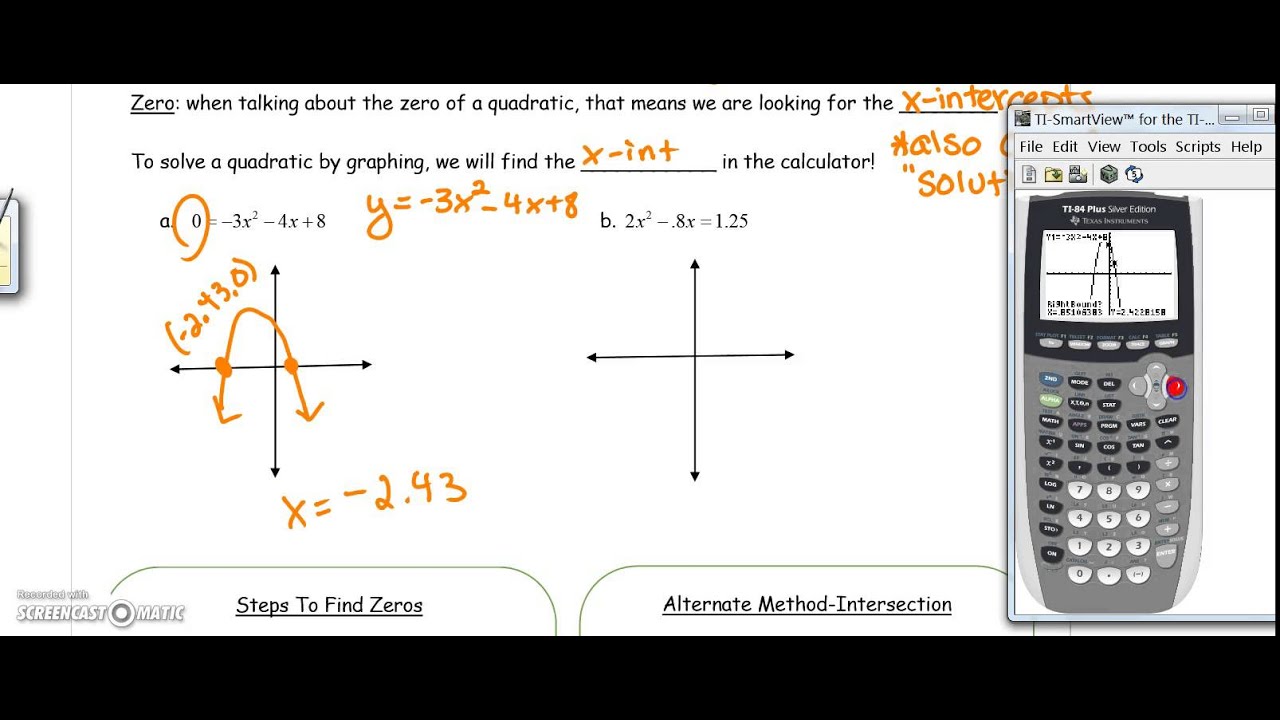 Unit 1 Day 9 Solving Quadratics by Graphing - YouTube