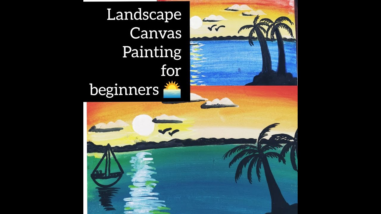 Easy Landscape Canvas painting for beginners/Postal colors/easy ...