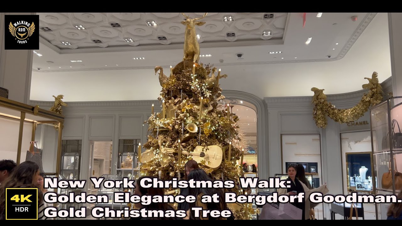 🇺🇸 [4K] New York Christmas Walk: 🌟 Golden Elegance at Bergdorf Goodman ...