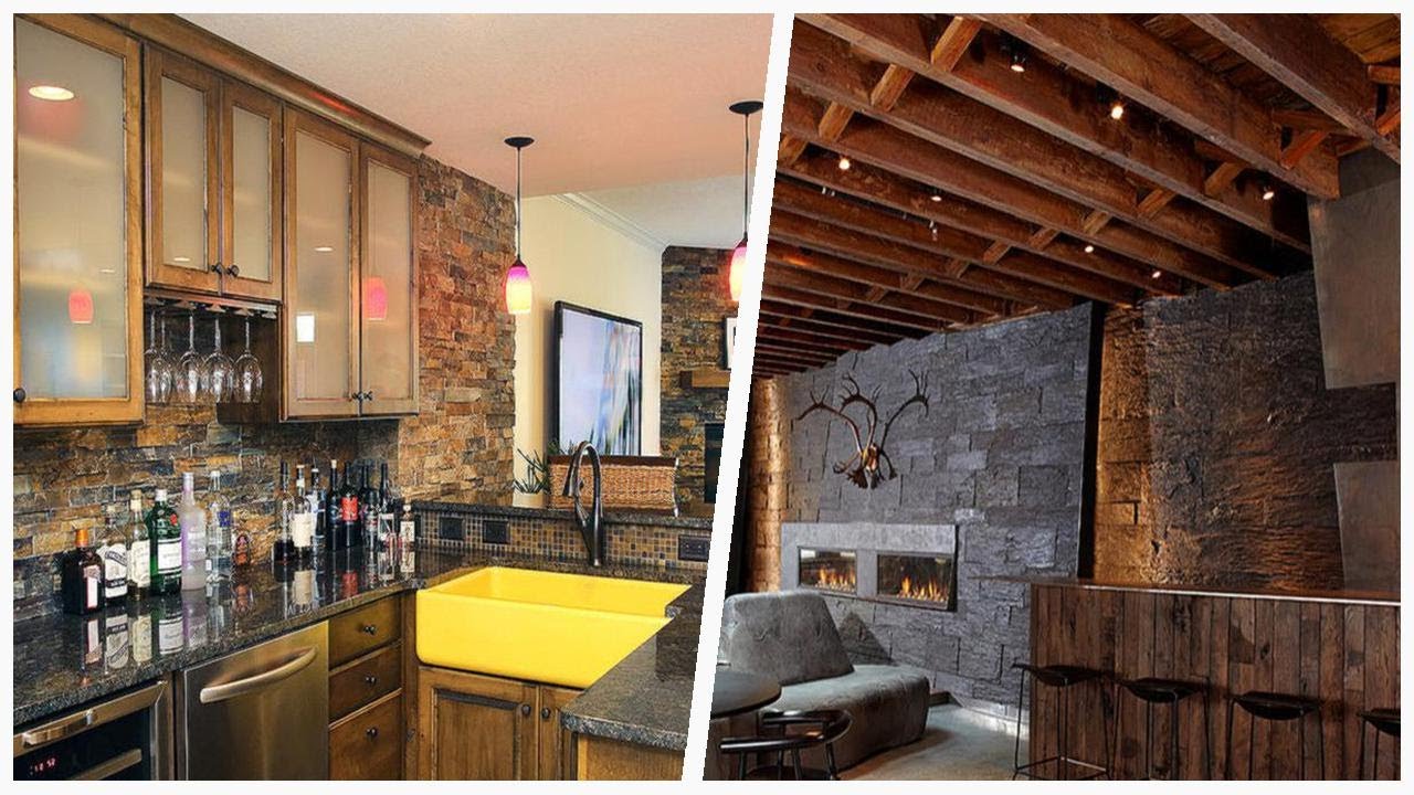 75 Seated Home Bar With Stone Tile Backsplash Design Ideas You'll Love ...