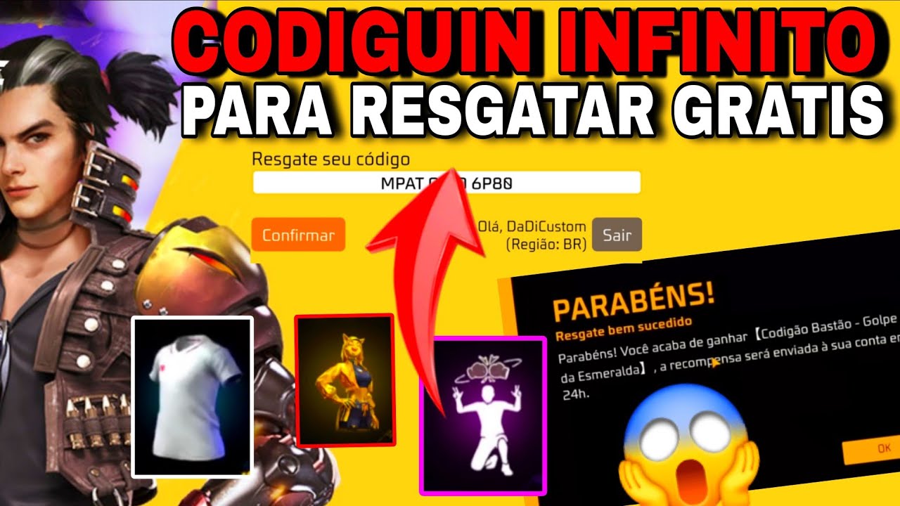 NOVO CODIGUIN INFINITO PARA RESGATAR NO FREE FIRE 😱 CODIGUINHO DE SKIN ...