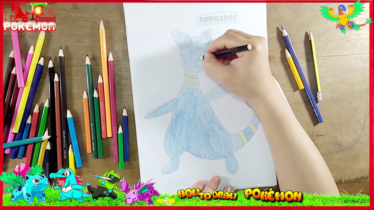How to draw Ampharos Pokemon Learn Colors with Pokemon Coloring for ...