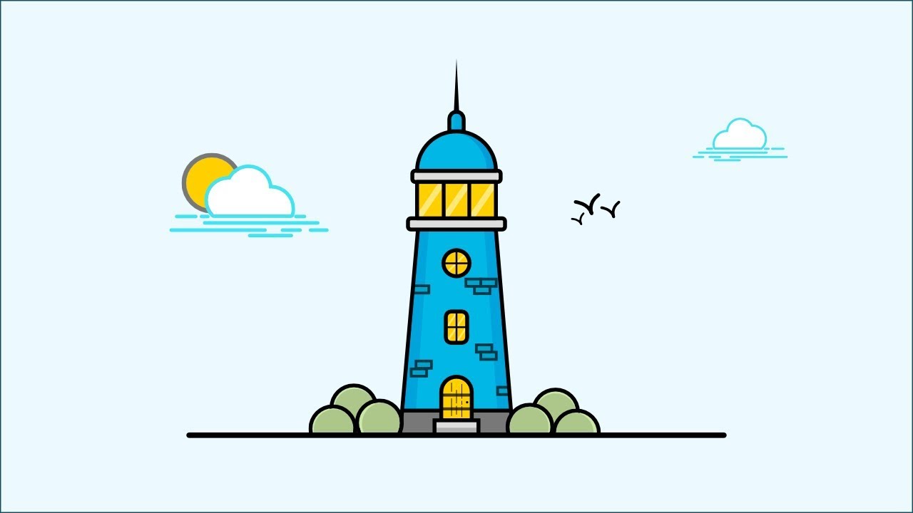 Flat Design - Lighthouse Graphic Design in Affinity Designer - YouTube