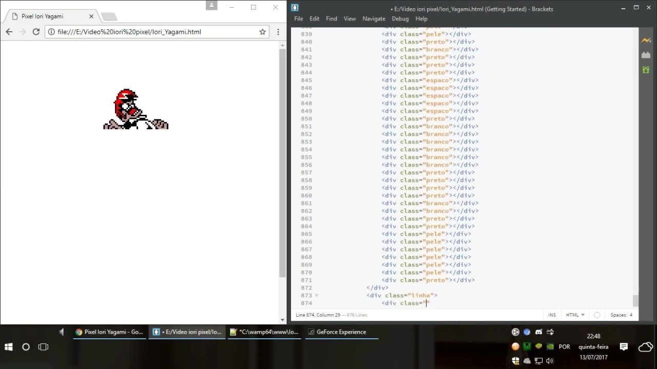 #001 Pixel Art Html e css Iori Yagami - YouTube