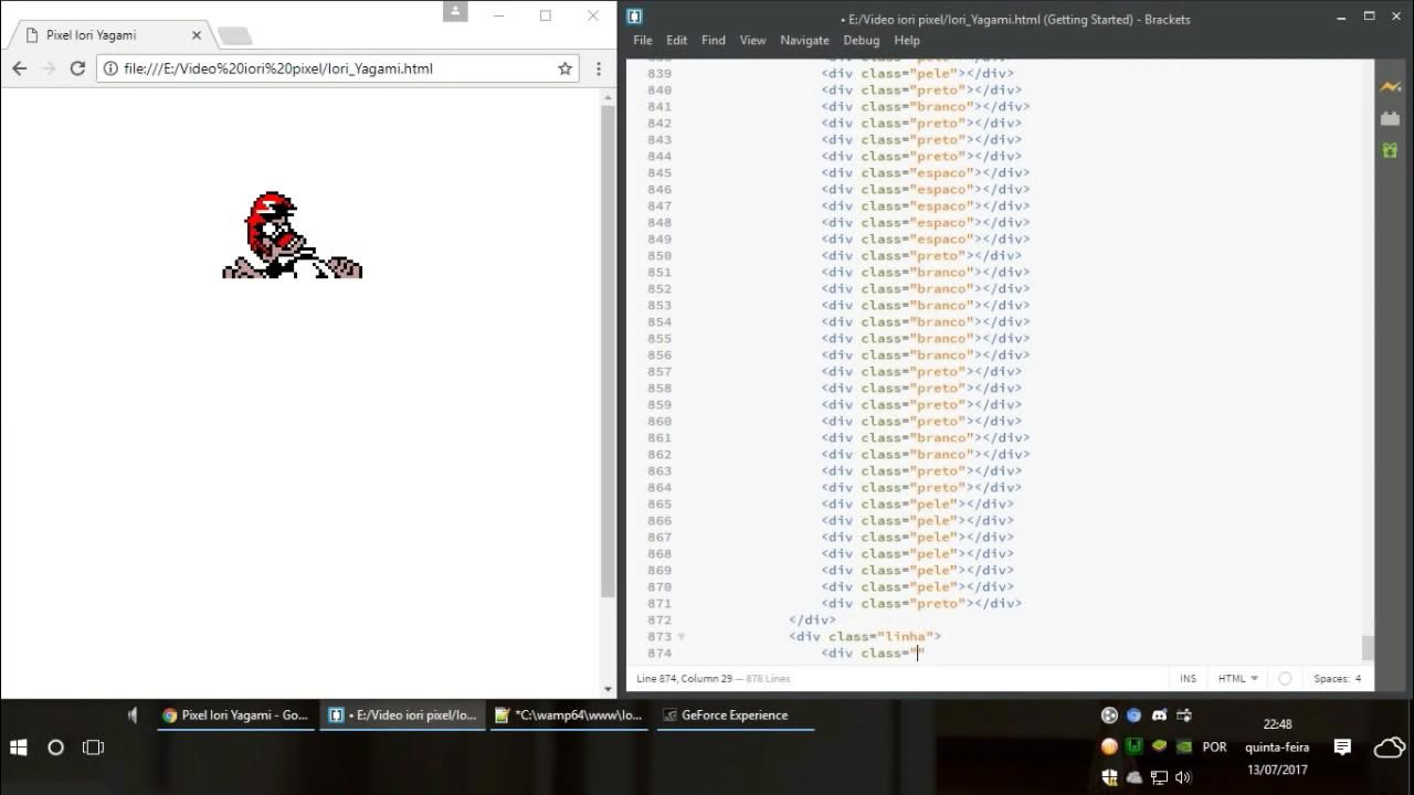 #001 Pixel Art Html e css Iori Yagami - YouTube