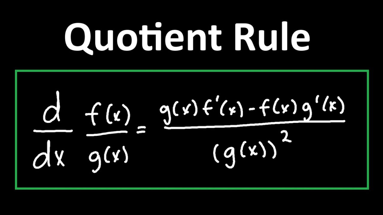 Quotient Rule for Derivatives with Worked Examples - Calculus 1 - YouTube