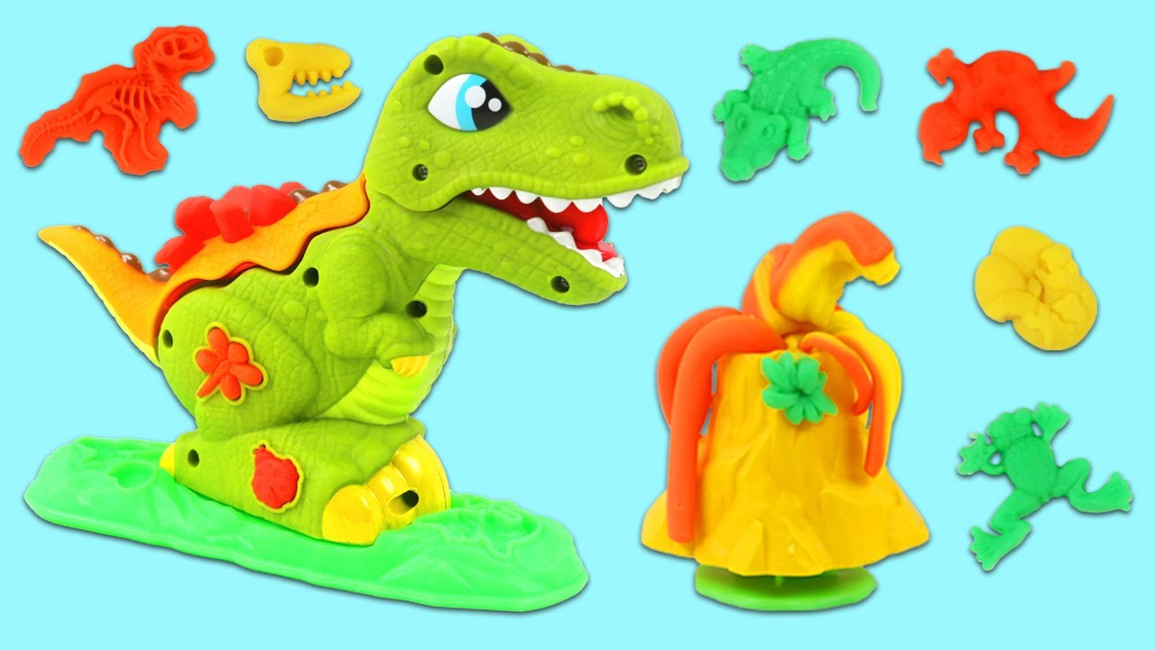 Making Play Doh Dinosaurs With The Chomping Extruder Playset! - YouTube