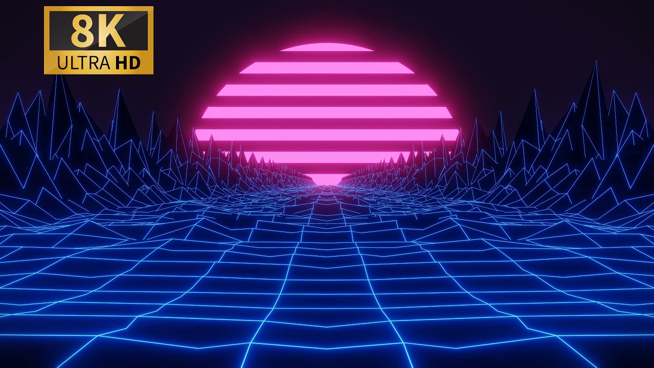 80s Style Retro Sunset Animation | 1 Hour VJ Loop | 8k Screensaver ...
