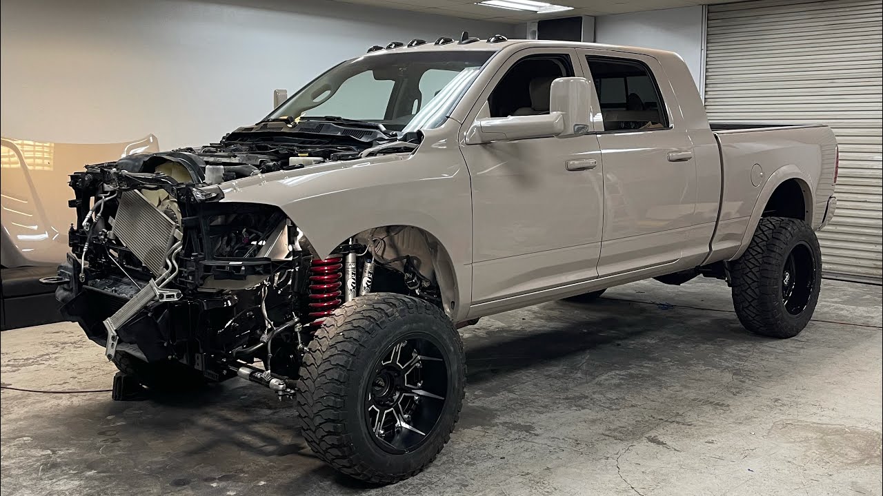 Rebuilding a destroyed 2017 Ram mega cab Laramie Cummins (part 5) - YouTube