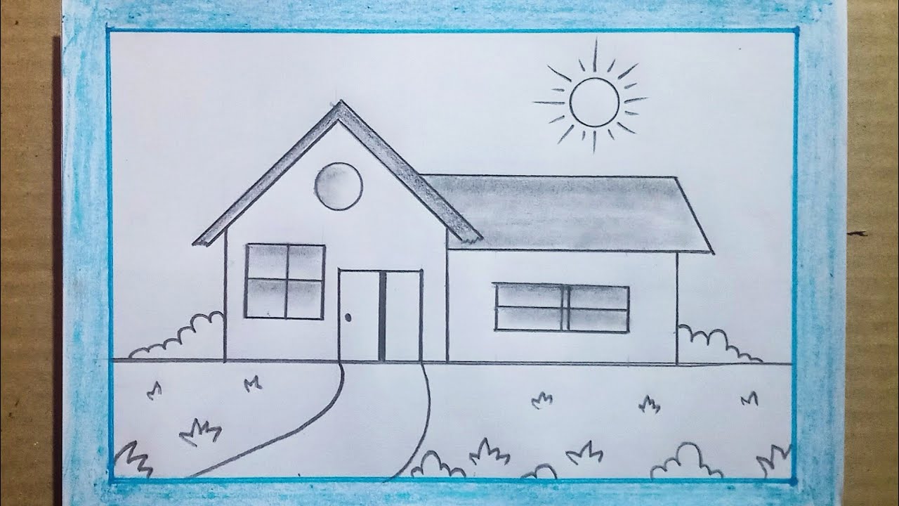 Easy House 🏠 Drawing / Ghar Ka Chitra / How to draw a House Easy step ...