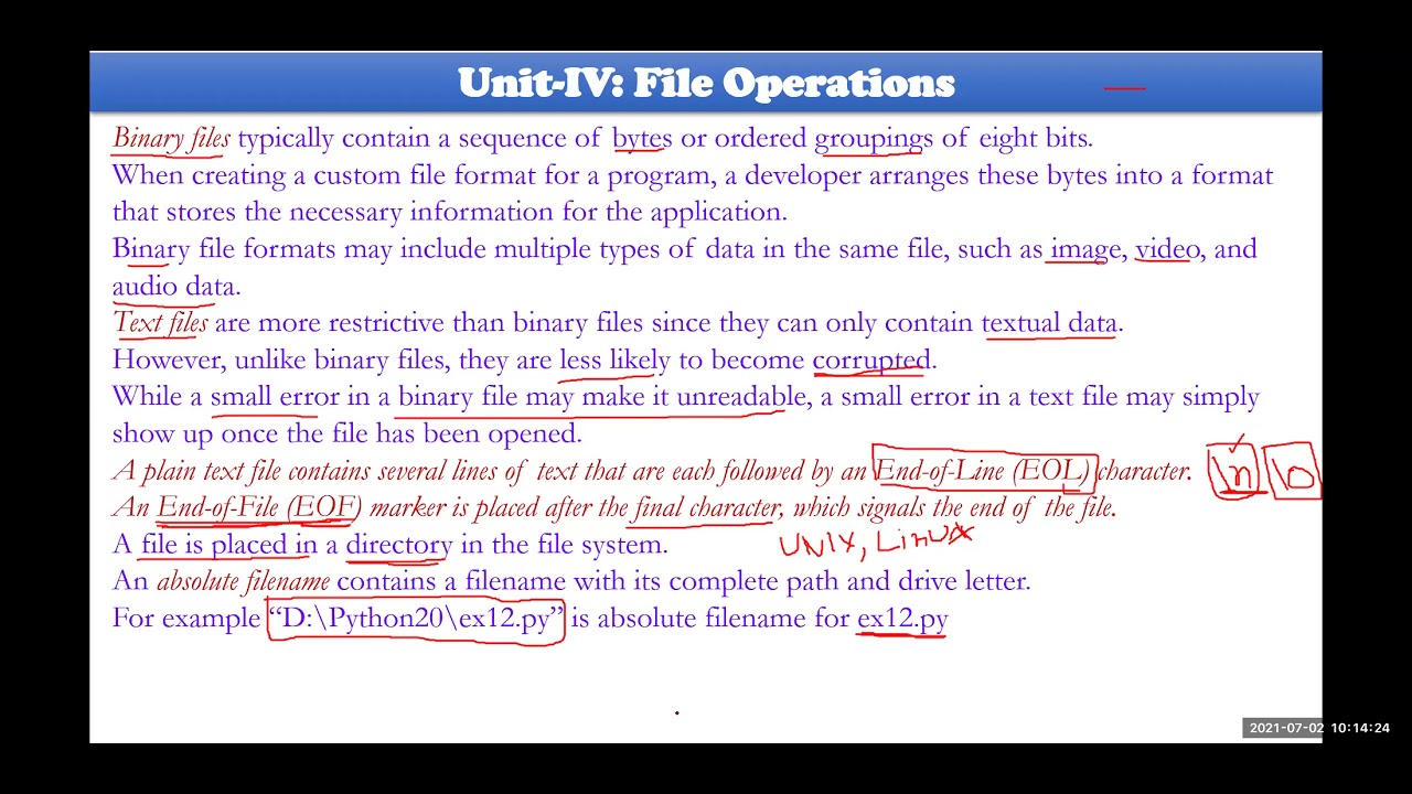 034 Python Unit IV Introduction and Operations on Files - YouTube