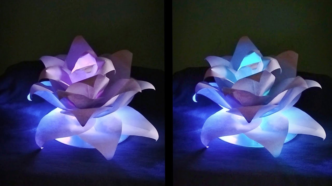 Paper Flower Light Lamp | Paper Craft Idea | Paper Light Lamp - YouTube