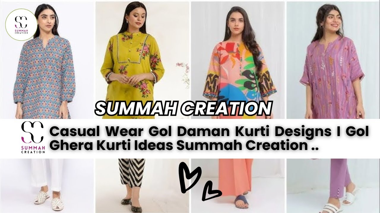 Casual Wear Gol Daman Kurti Designs I Gol Ghera Kurti Ideas I Gol Daman ...