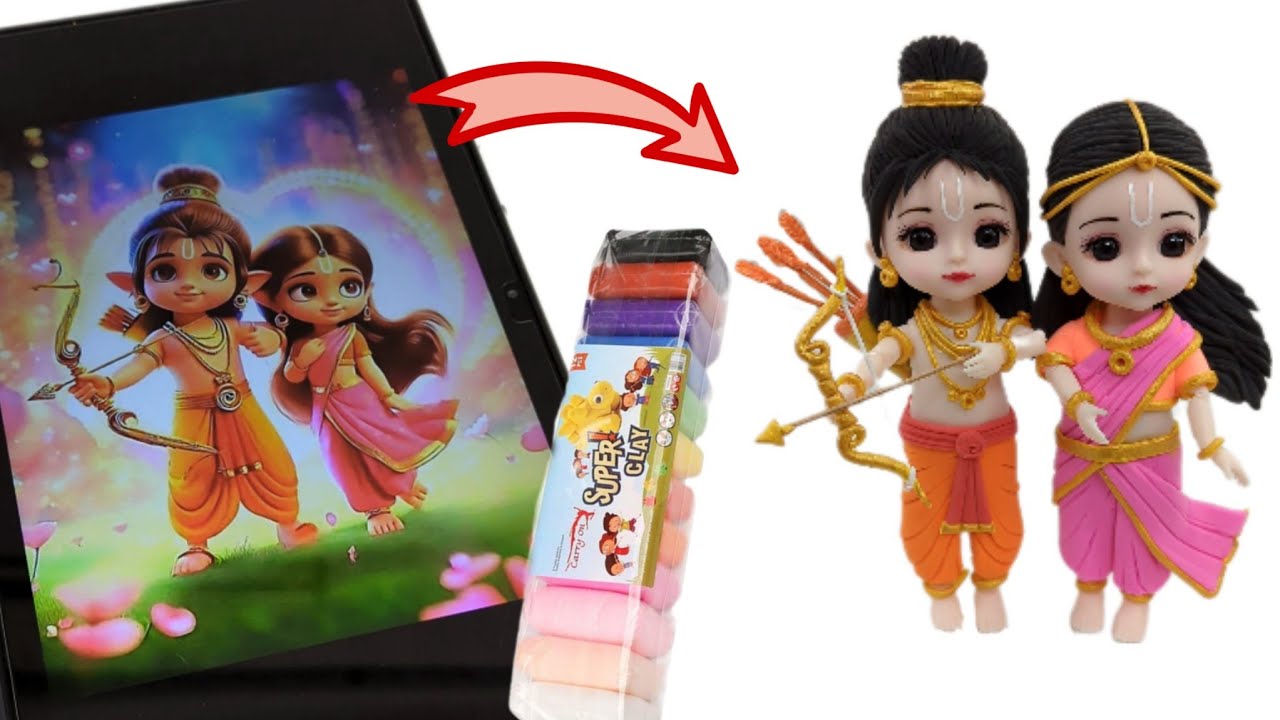 Viral AI Look Cute Little Sita Ram Ji Making With Clay🙏🥰🥥💞 Jai Sri Ram ...