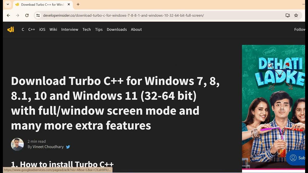 C Programming in Hindi ,How to install TurboC++ to write code in C. - YouTube