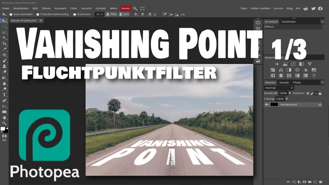 Photopea - Vanishing Point (Fluchtpunktfilter) 1/3 - YouTube