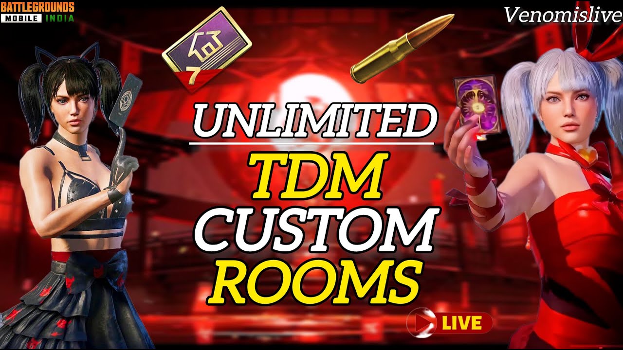 UNLIMITED TDM CUSTOM ROOMS 🔥 || BGMI LIVE || Venomislive #tdm #livestream #bgmi #pubgmobile ...