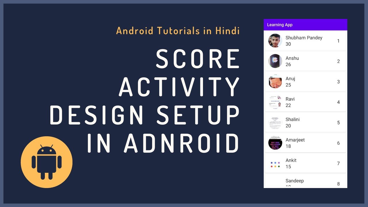 Quiz app in android studio - Showing scores of all users android tutorials - YouTube