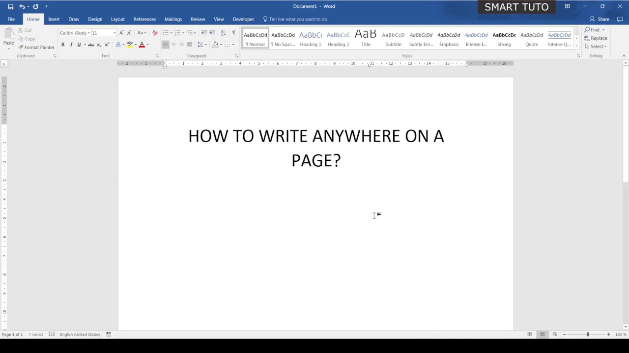 Write anywhere on a page with Microsoft Word 2016 - YouTube