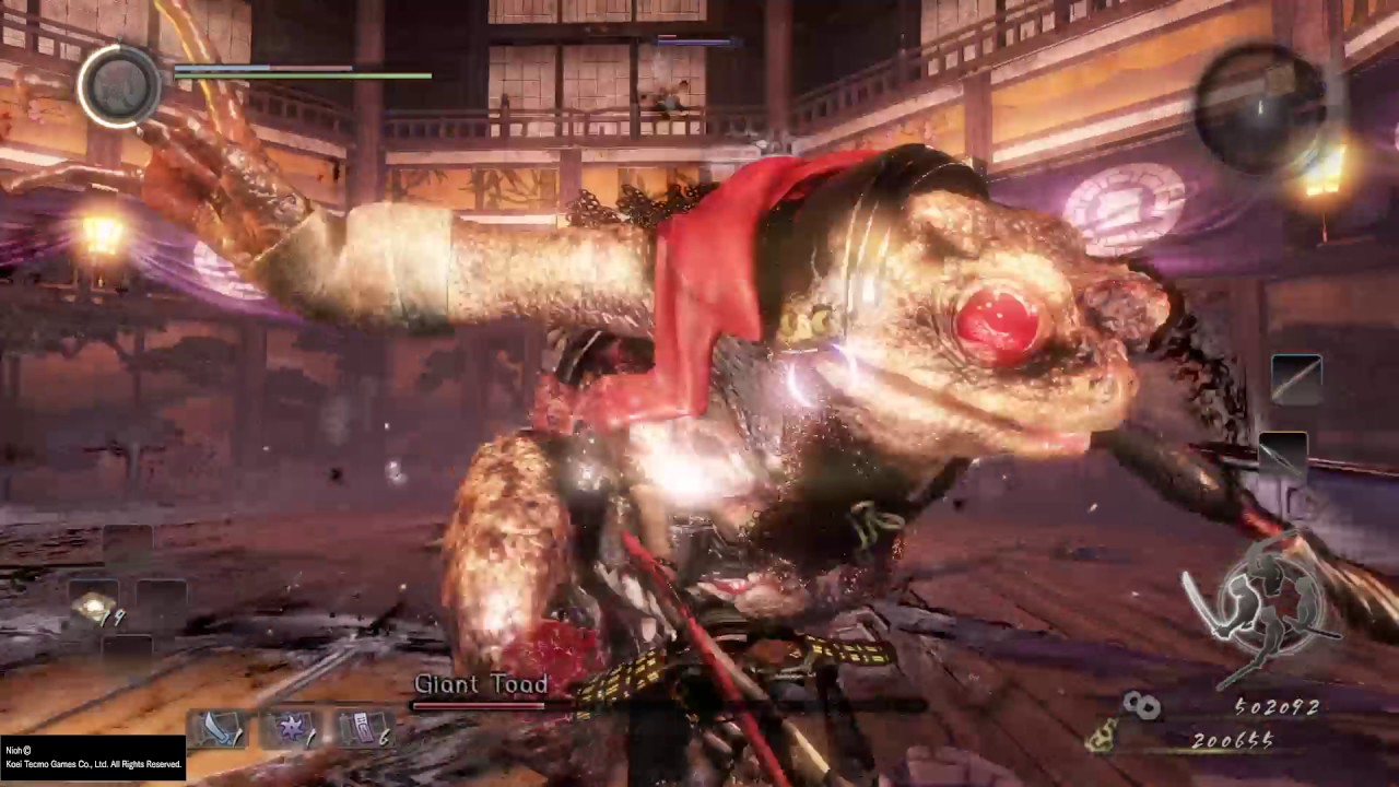 Nioh Giant Smoking Toad Boss - YouTube