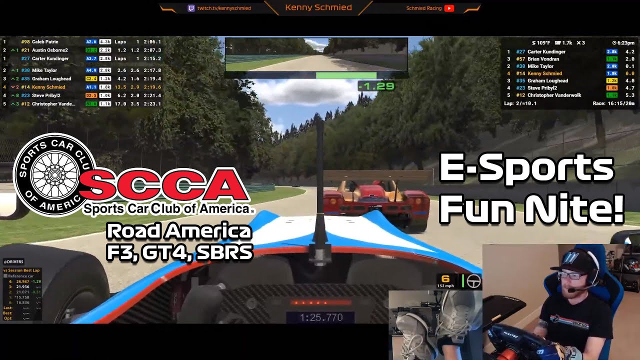 SCCA E-Sports Fun Night - F3, GT4, and SBRS @ Road America - YouTube