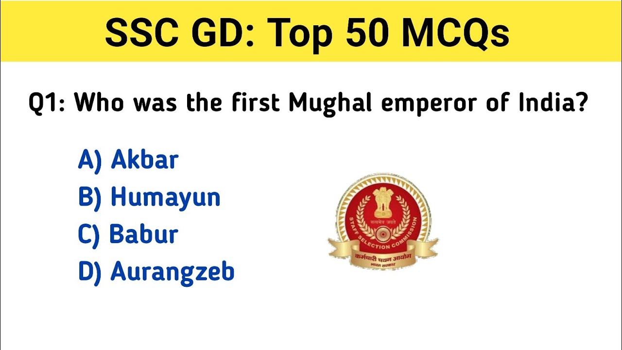 SSC GD Top 50 MCQs | SSC GD gk gs 2025 | GK GS for SSC GD | SSC GD gk ...