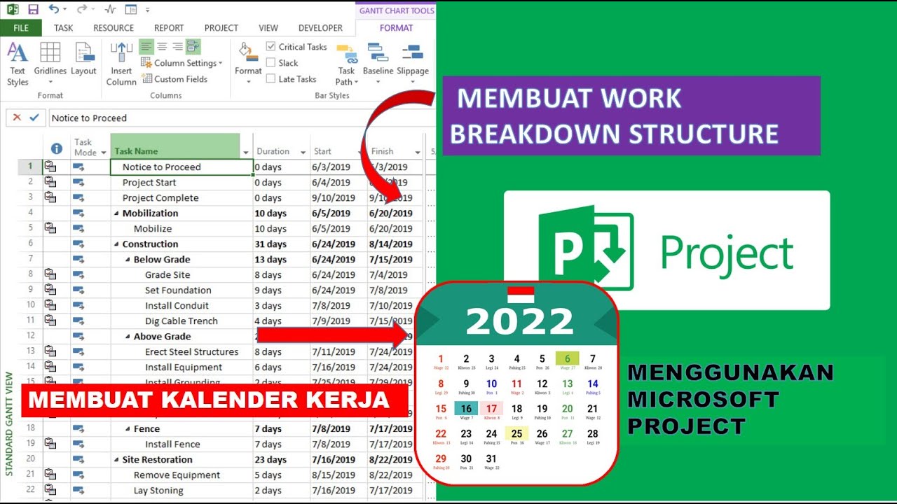 MEMBUAT KALENDER KERJA DAN WORK BREAKDOWN STRUCTURE DI MICROSOFT ...