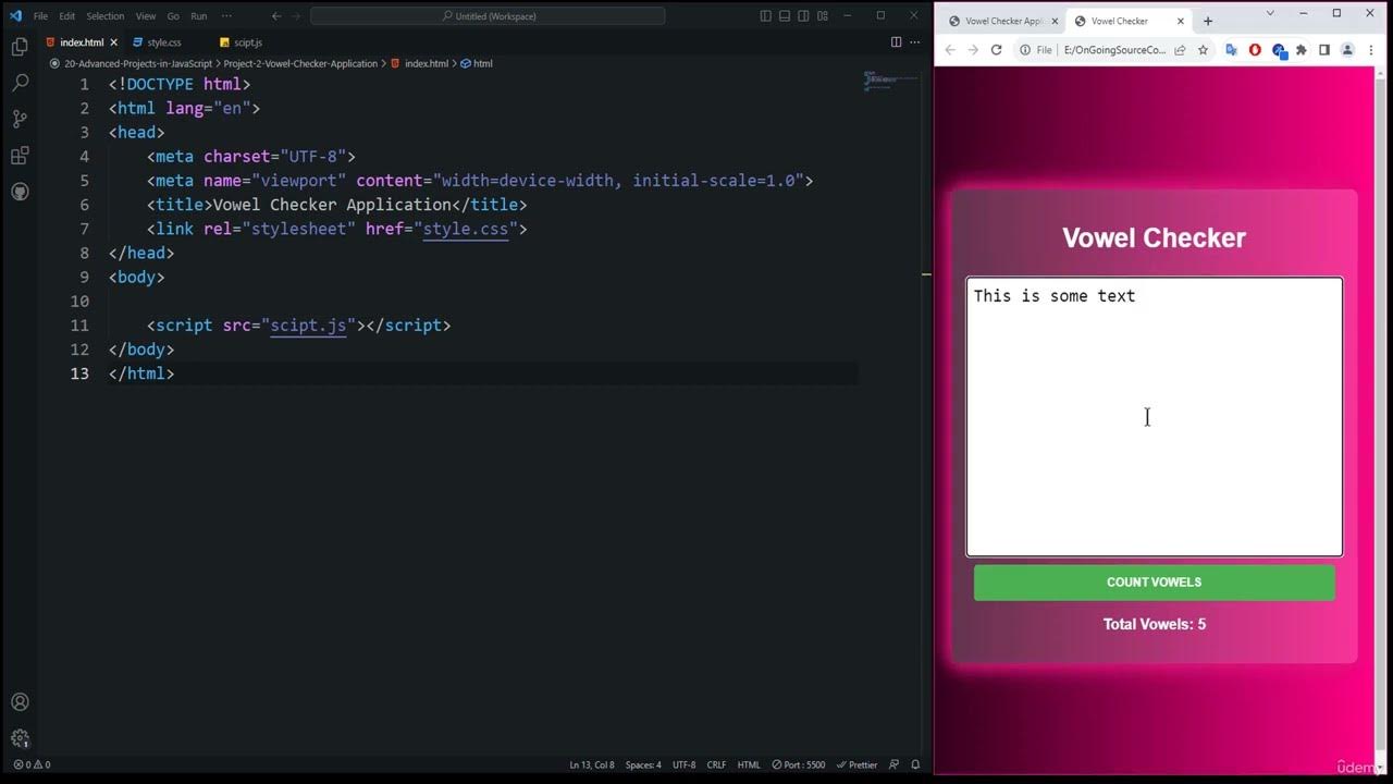 2 2 Vowel Counter Application HTML - YouTube