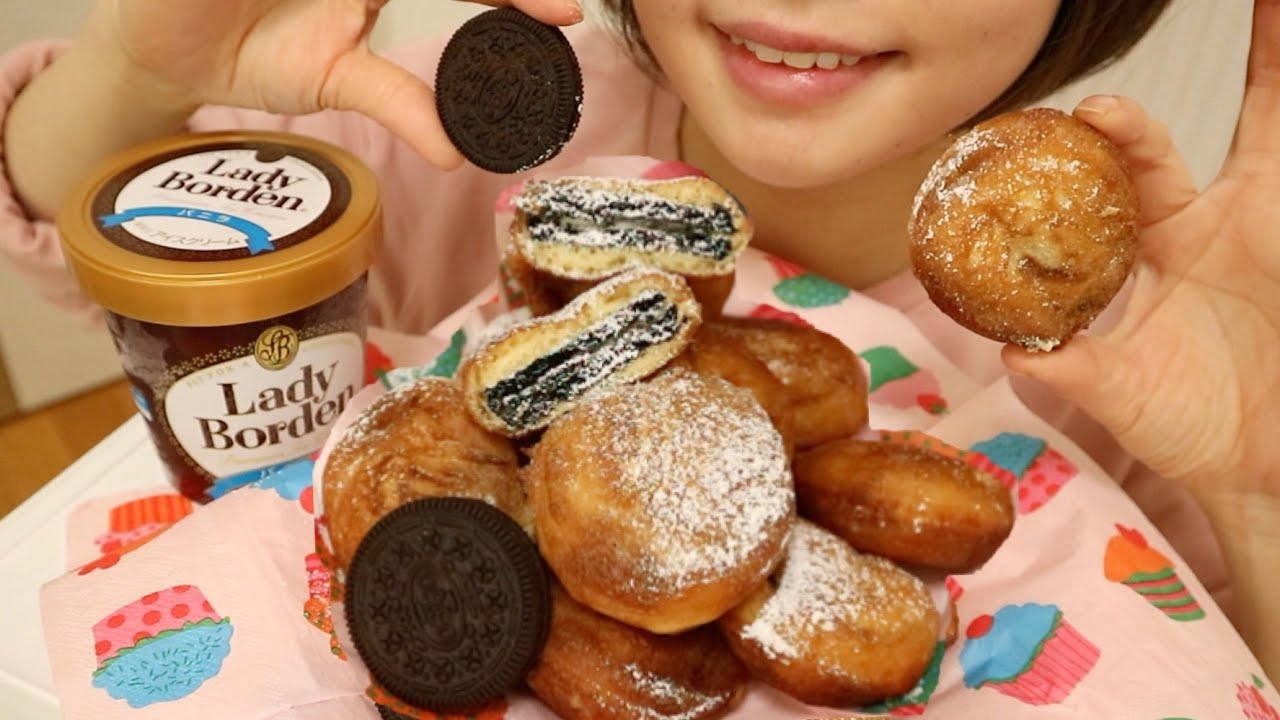 ASMR☆咀嚼音注意 フライドオレオ食べる！Deep Fried Oreos eating sound - YouTube