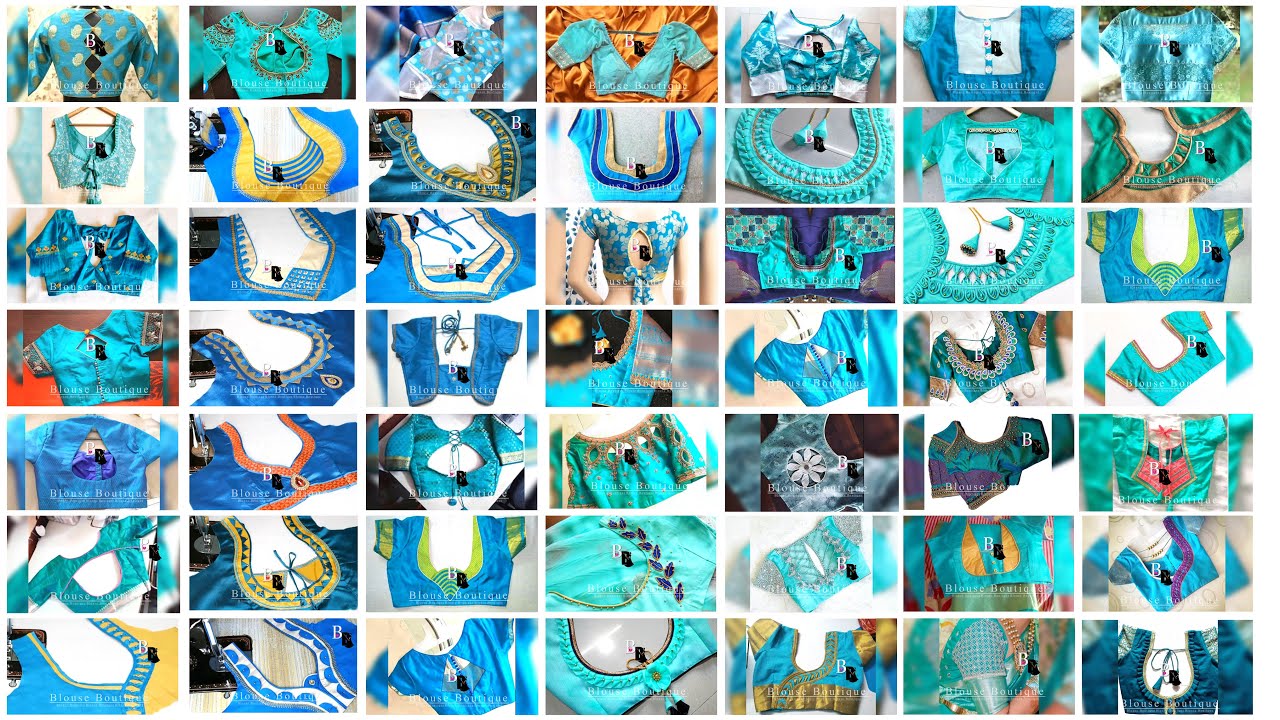 50+sky blue colour blouse designs/blouse designs/blouse back neck ...