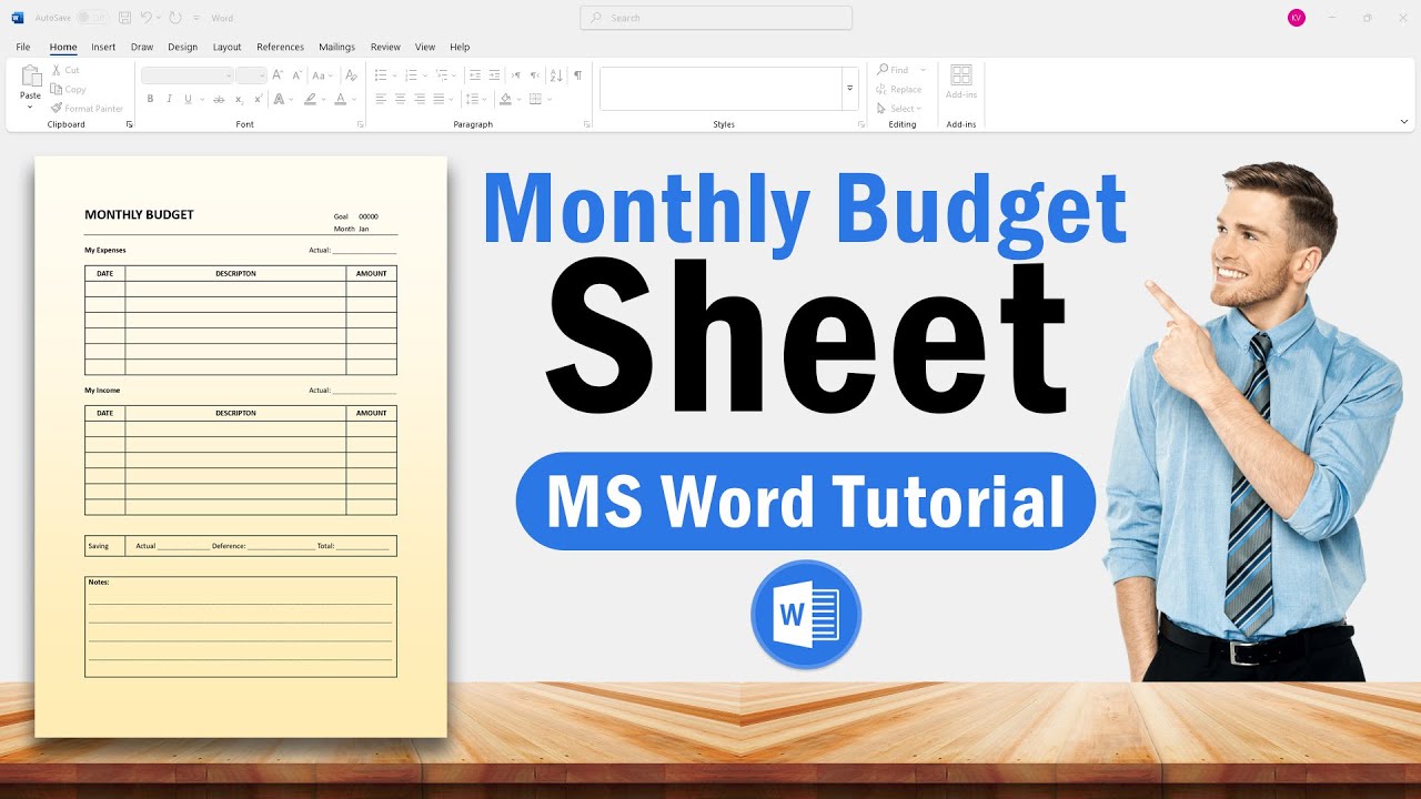 Budget Sheet in MS Word || Word Tutorial || MS Word Templates - YouTube