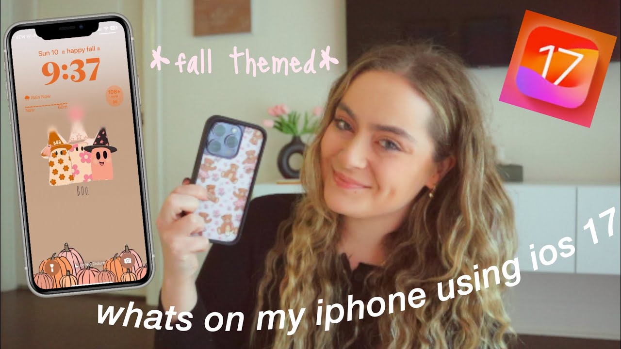 WHATS ON MY iPHONE 14 PRO USING *NEW iOS 17* (cute & aesthetic fall ...