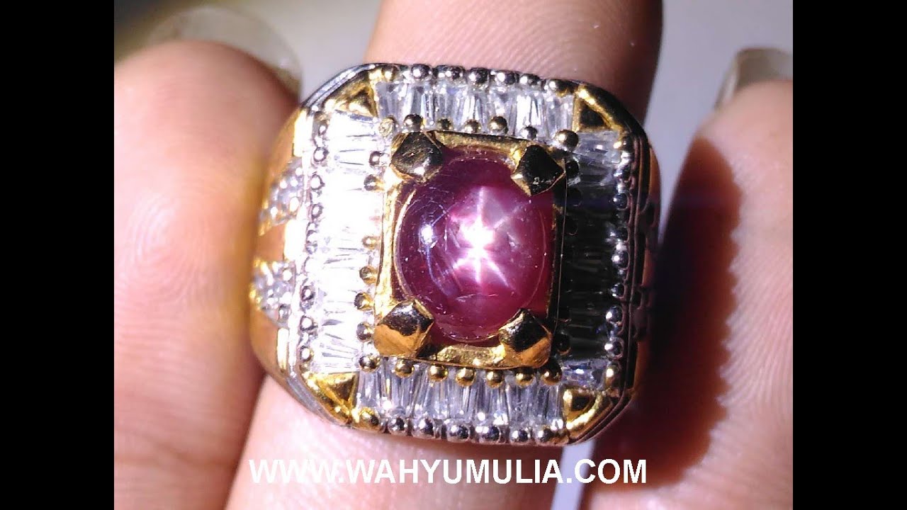 Batu Cincin Permata Ruby Star - YouTube